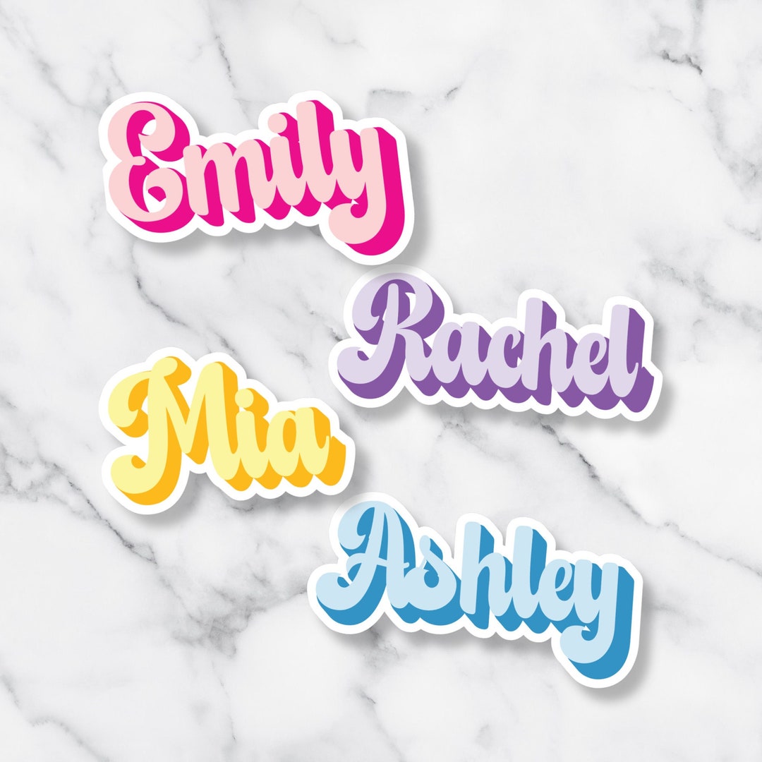 Custom Name Girl Doll Pink Font Sticker, Multiple Colors, for Water ...