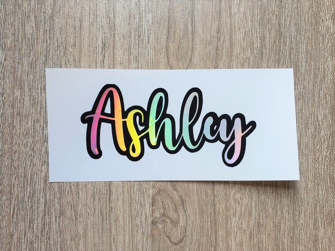 Outlined Custom Name Vinyl Decal, Holographic Name Sticker for Water ...