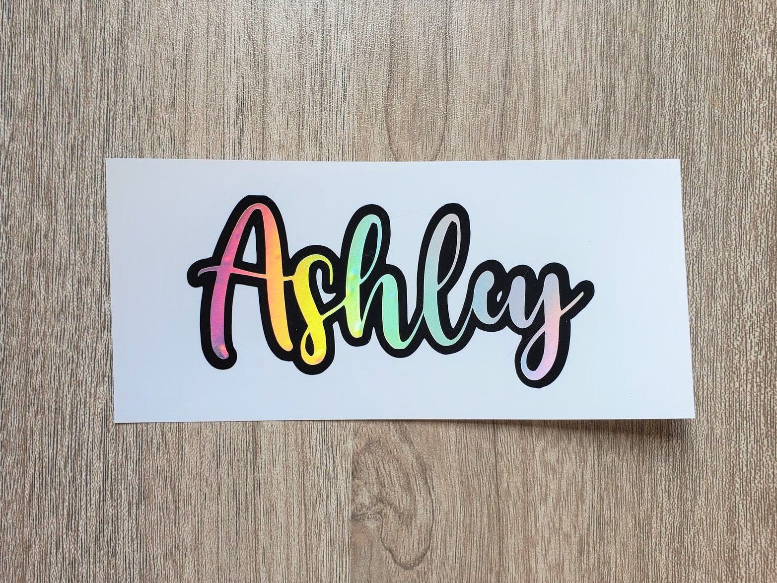 Outlined Custom Name Vinyl Decal Holographic Name Sticker for - Etsy