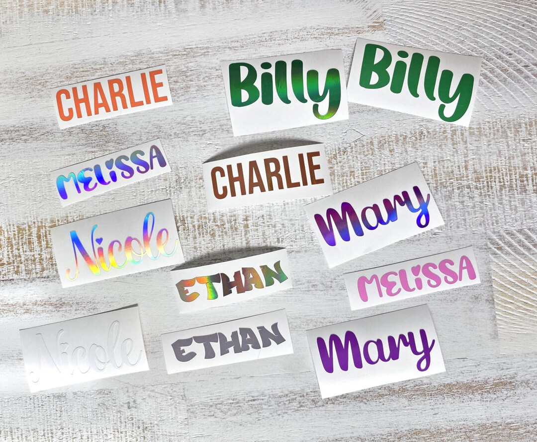 Free Shipping Holographic Name Decal Sticker, Custom Text Decal for ...