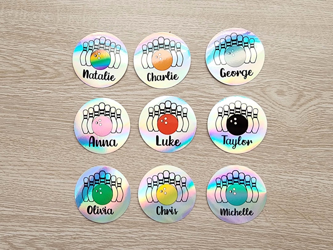 Custom Name Holographic Bowling Vinyl Sticker, Sports Team Gift ...