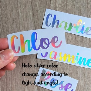 Holographic Name Decal Sticker, Custom Text Decal for Windows, Tumblesr ...