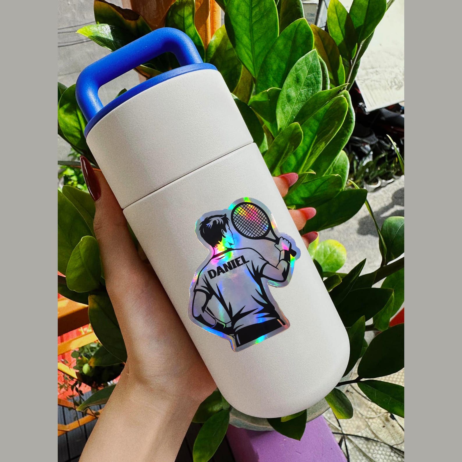 Custom Male Tennis Player Sticker, Holographic Tennis Sticker, Sports ...