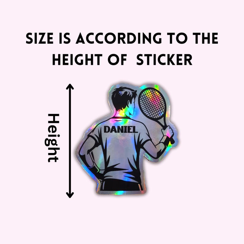 Custom Male Tennis Player Sticker, Holographic Tennis Sticker, Sports ...