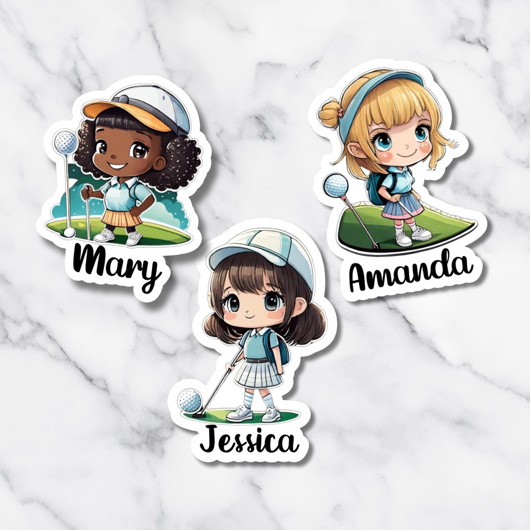 Custom Name Cute Golf Girl Sticker, Golf Lover Gift - Etsy