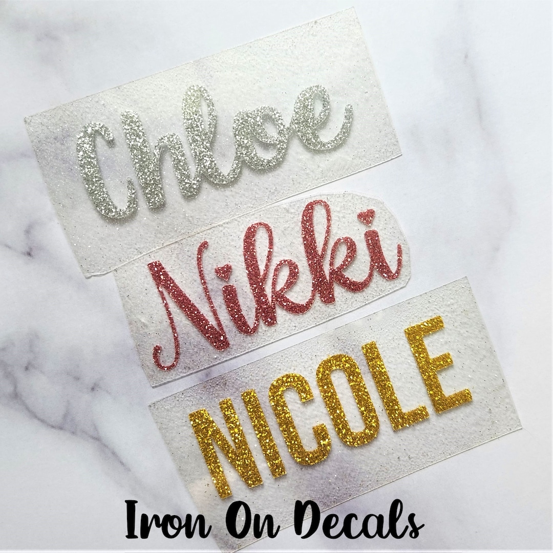 Free Shipping Glitter Custom Text HTV Iron on Heat Transfter Name Decal ...