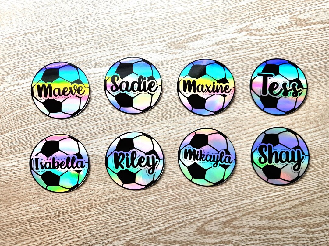 Custom Name Holographic Soccer Sticker, Sports Team Gift - Etsy