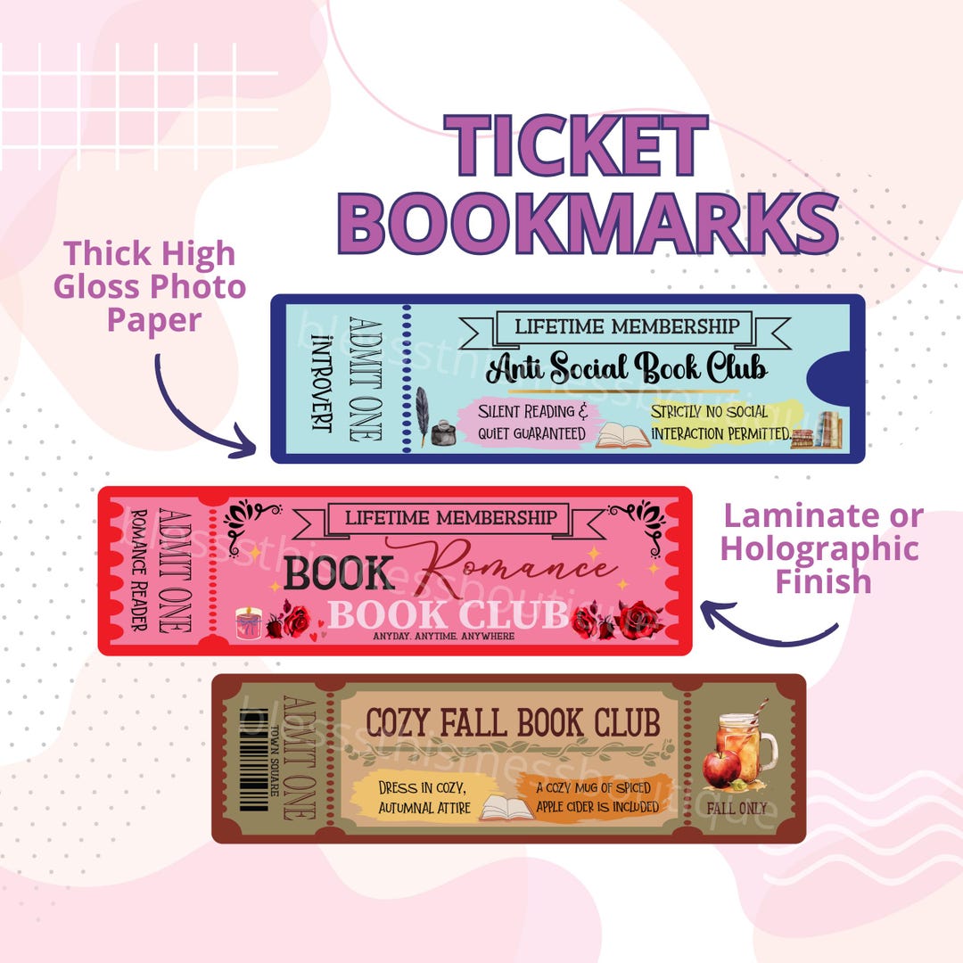 Ticket Bookmarks Laminated Thick Photo Paper Add Holographic - Etsy