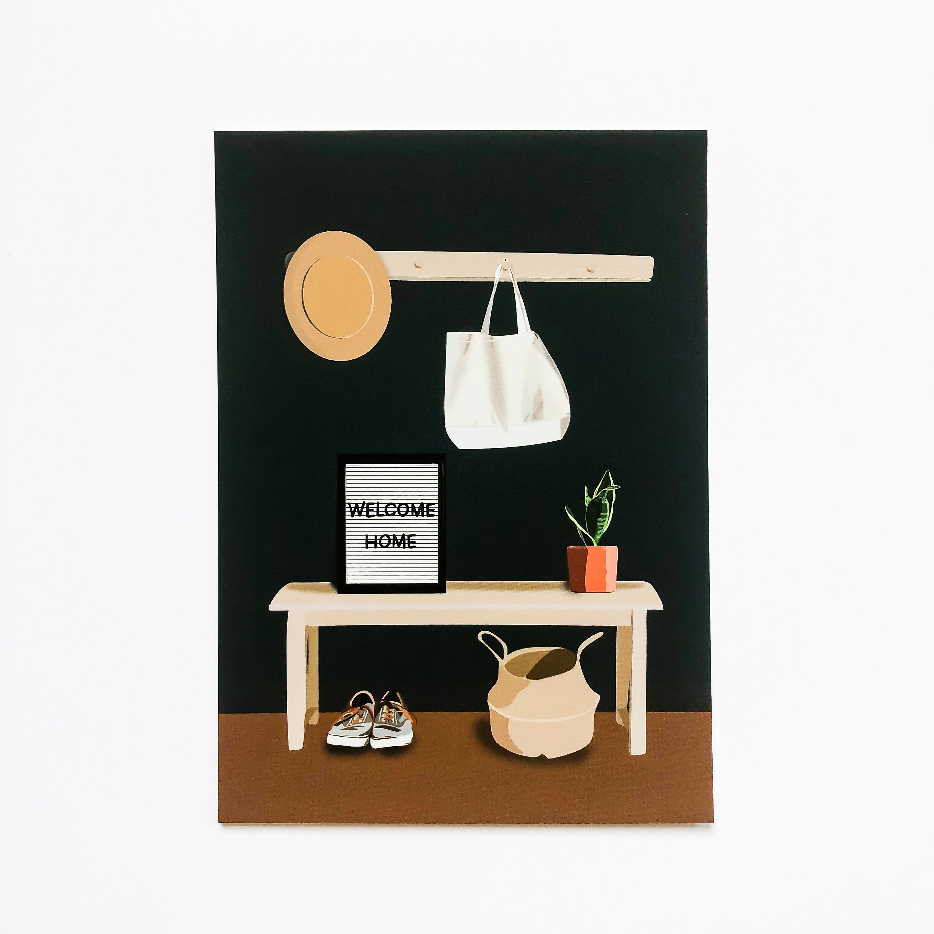 Welcome Home Card Illustrated Entryway Art Print - Etsy