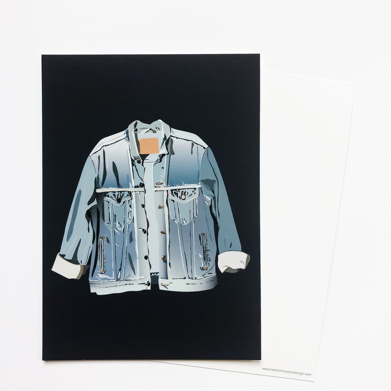 Denim Jacket Art Print Jean Jacket Postcard Fashion Illustration ...