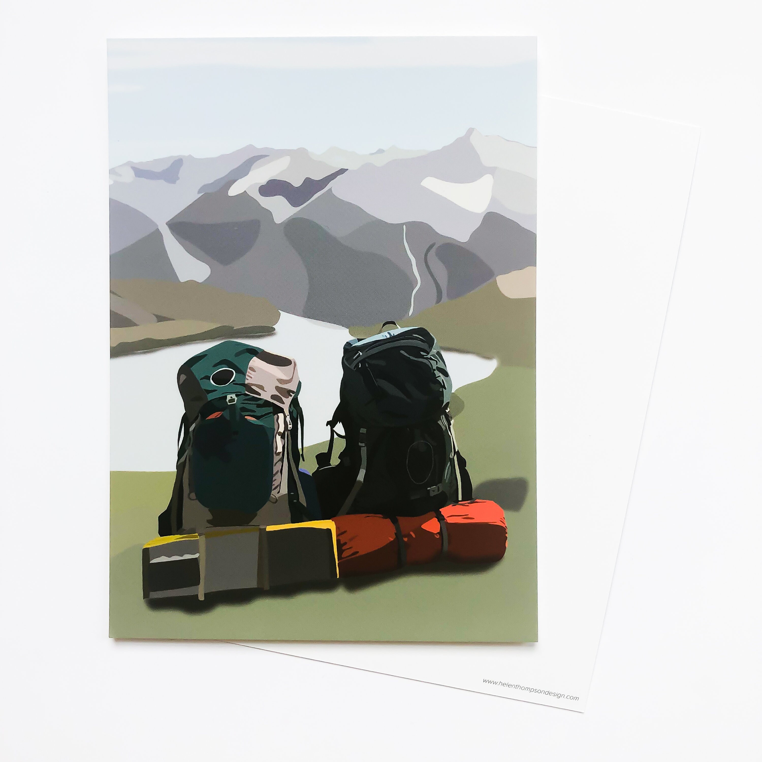 Backpacking Postcard | Two Backpacks With Mountains and Lake ...