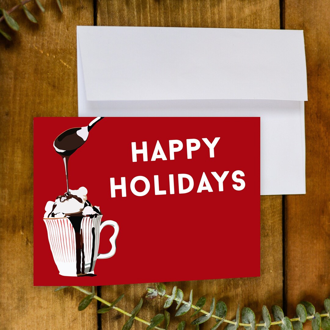 Hot Chocolate Card | Happy Holidays Greeting Card - Etsy