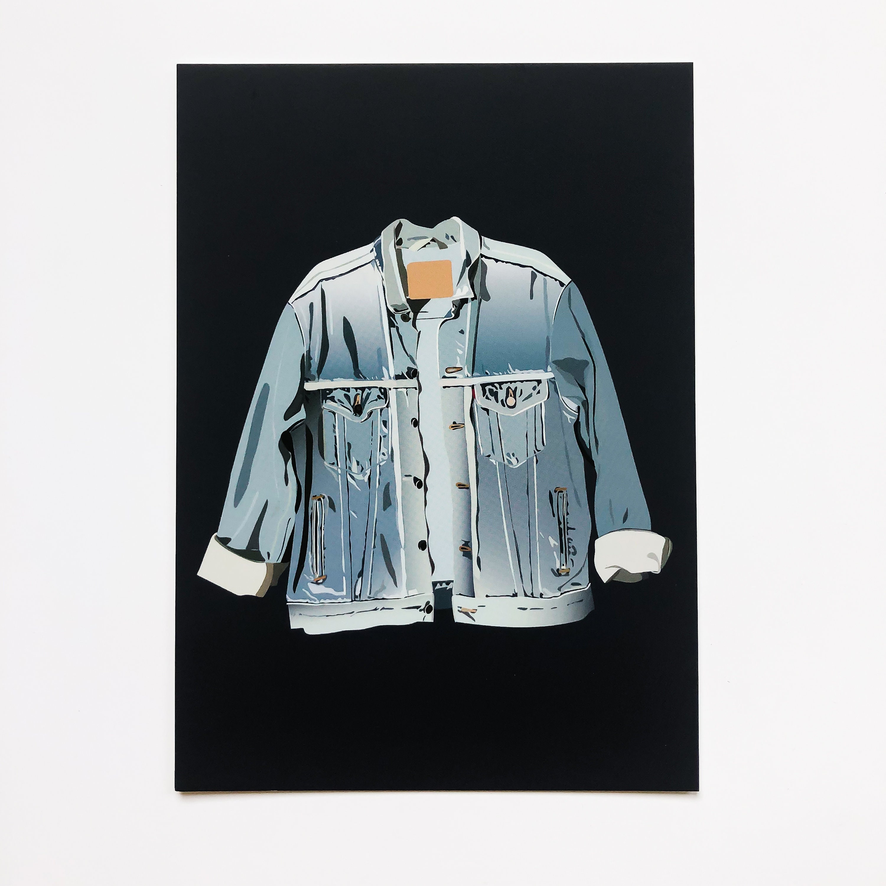 Denim Jacket Art Print Jean Jacket Postcard Fashion Illustration ...