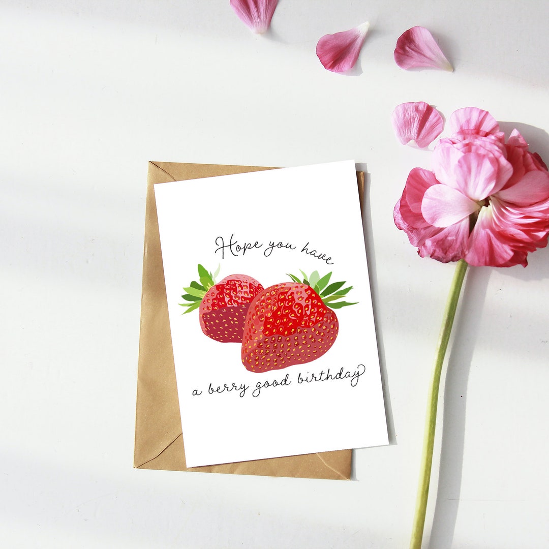 Berry Birthday Card | Strawberry Birthday Card | Berry Fruit Pun Card ...
