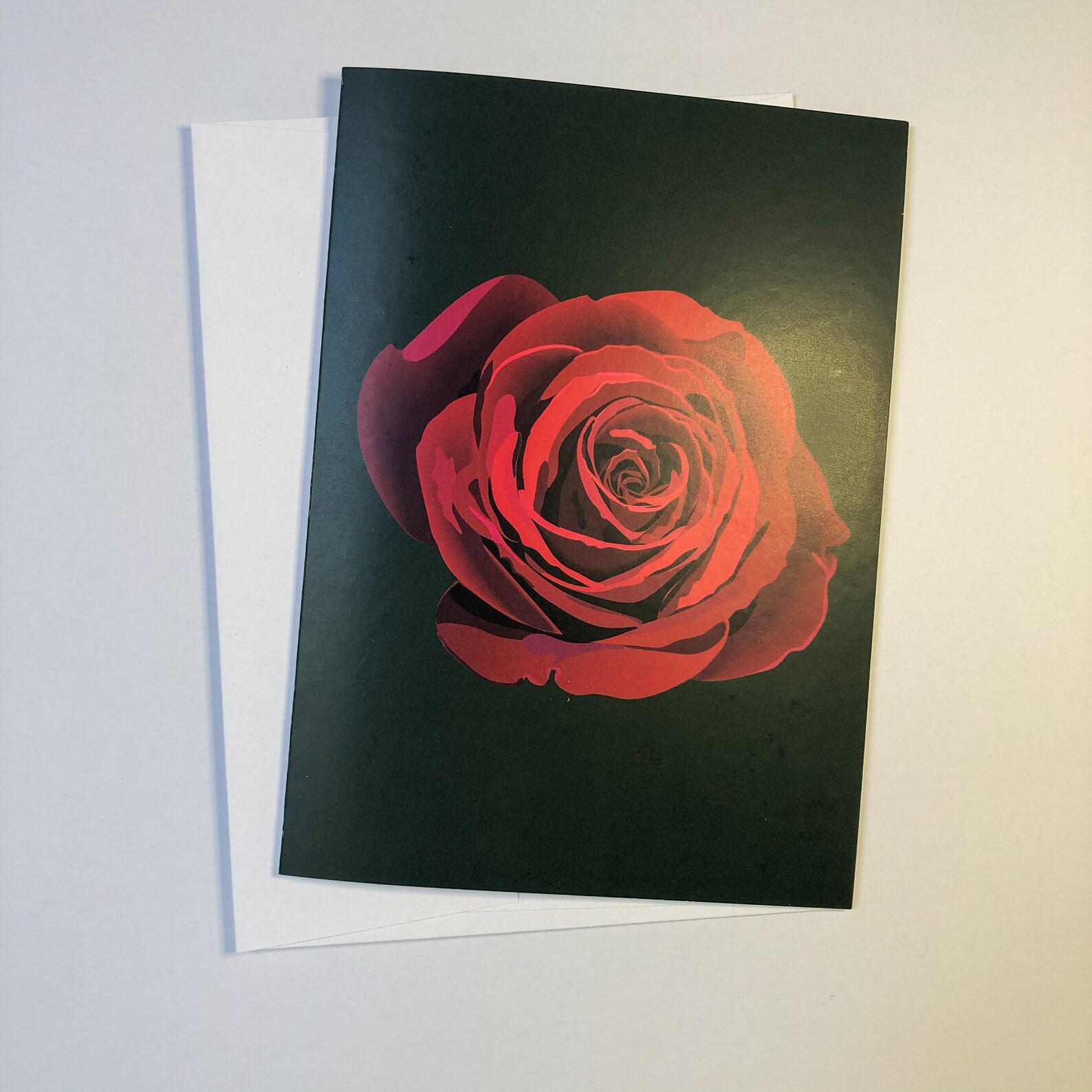 Red Rose Greeting Card Illustrated Rose Card Red Rose Valentine's Day ...