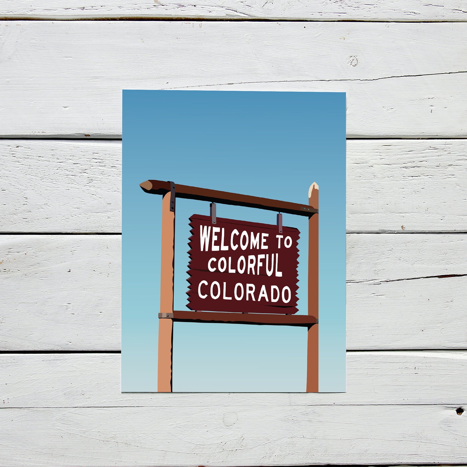 Welcome to Colorado Art Print | Colorful Colorado Postcard | Digitally ...