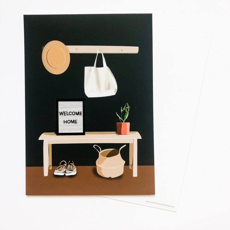 Welcome Home Card Illustrated Entryway Art Print - Etsy