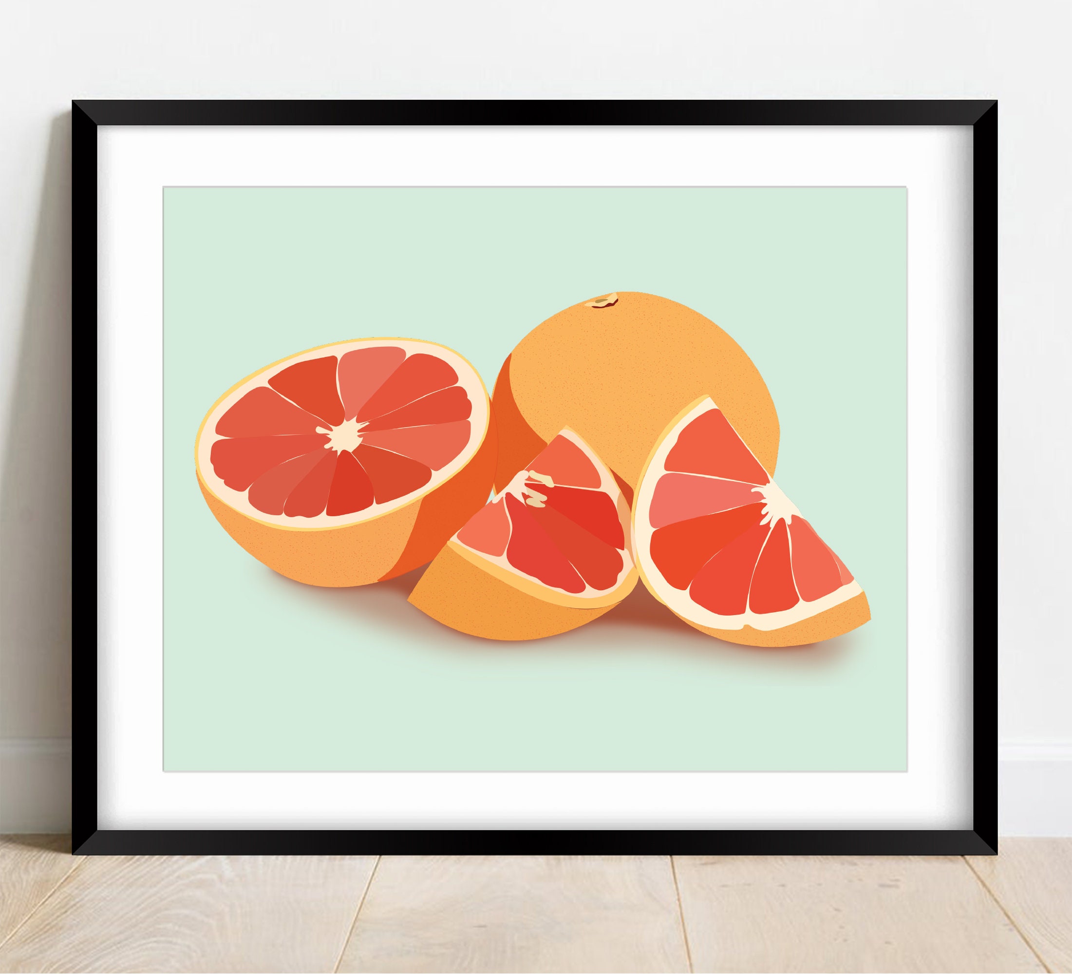 Grapefruit Art Print | 8x10 Digitally Illustrated Fruit Print | Kitchen ...