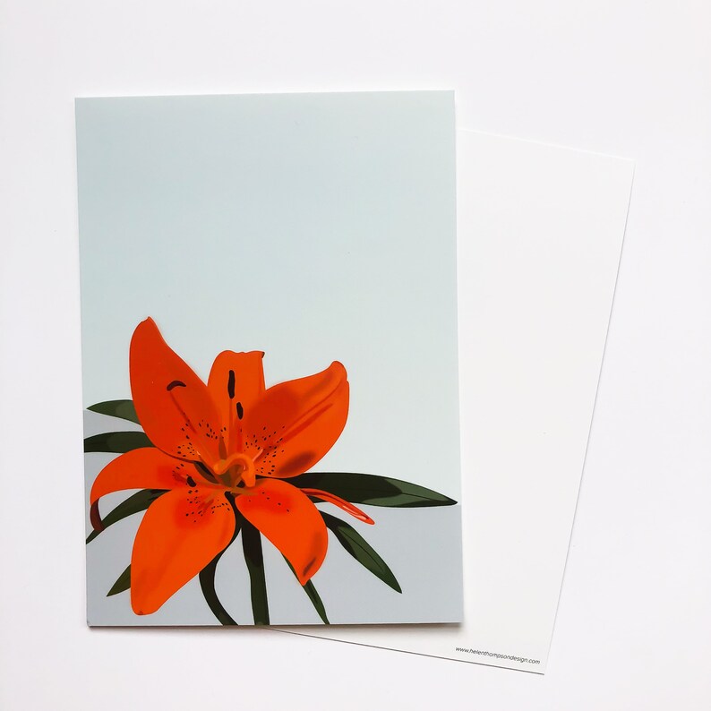 Orange Lily Postcard | Floral Illustration Notecard | Lily Art Print - Etsy