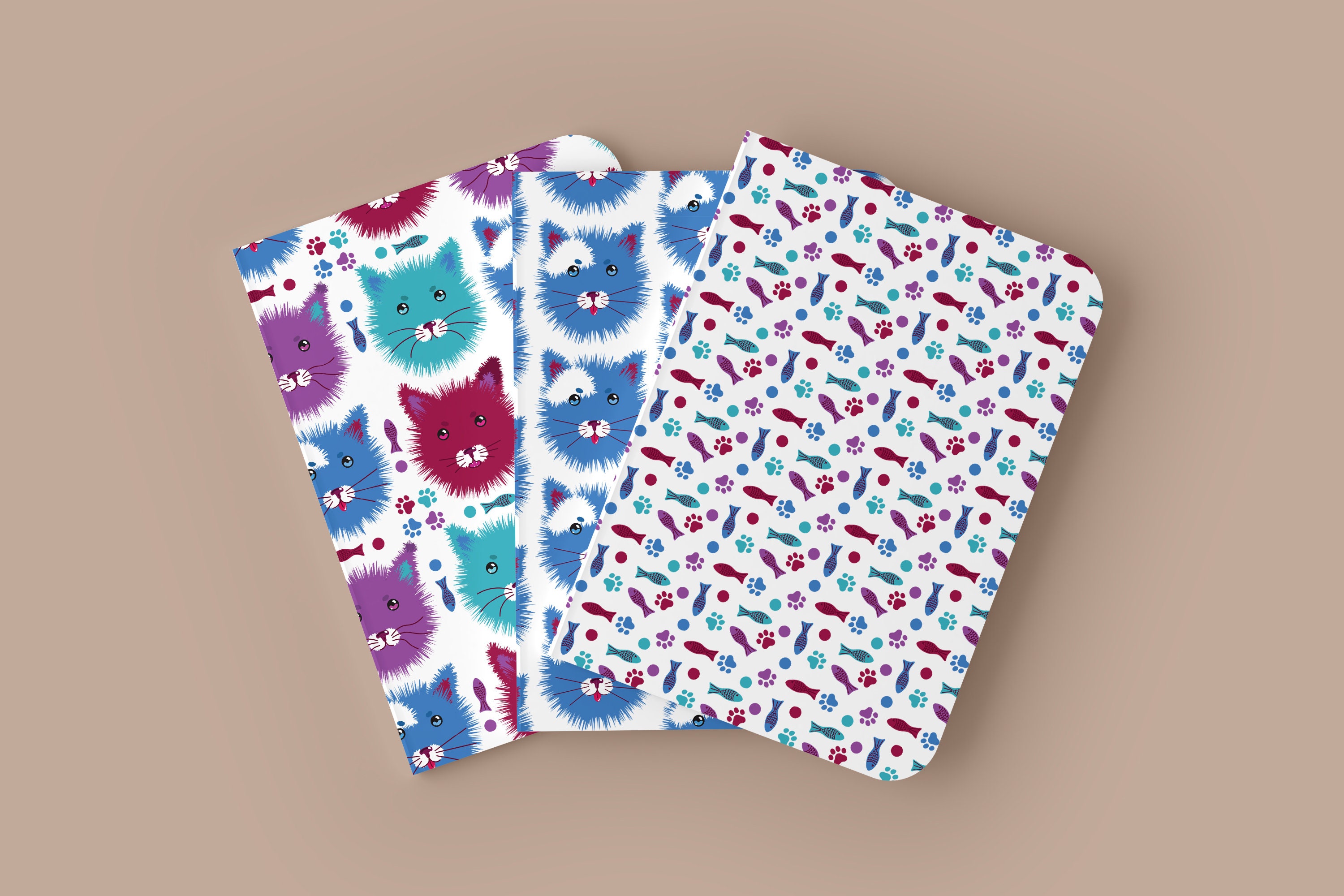 Downloadable Png Fun Colourful Patterns Playful Cat Patterns Etsy