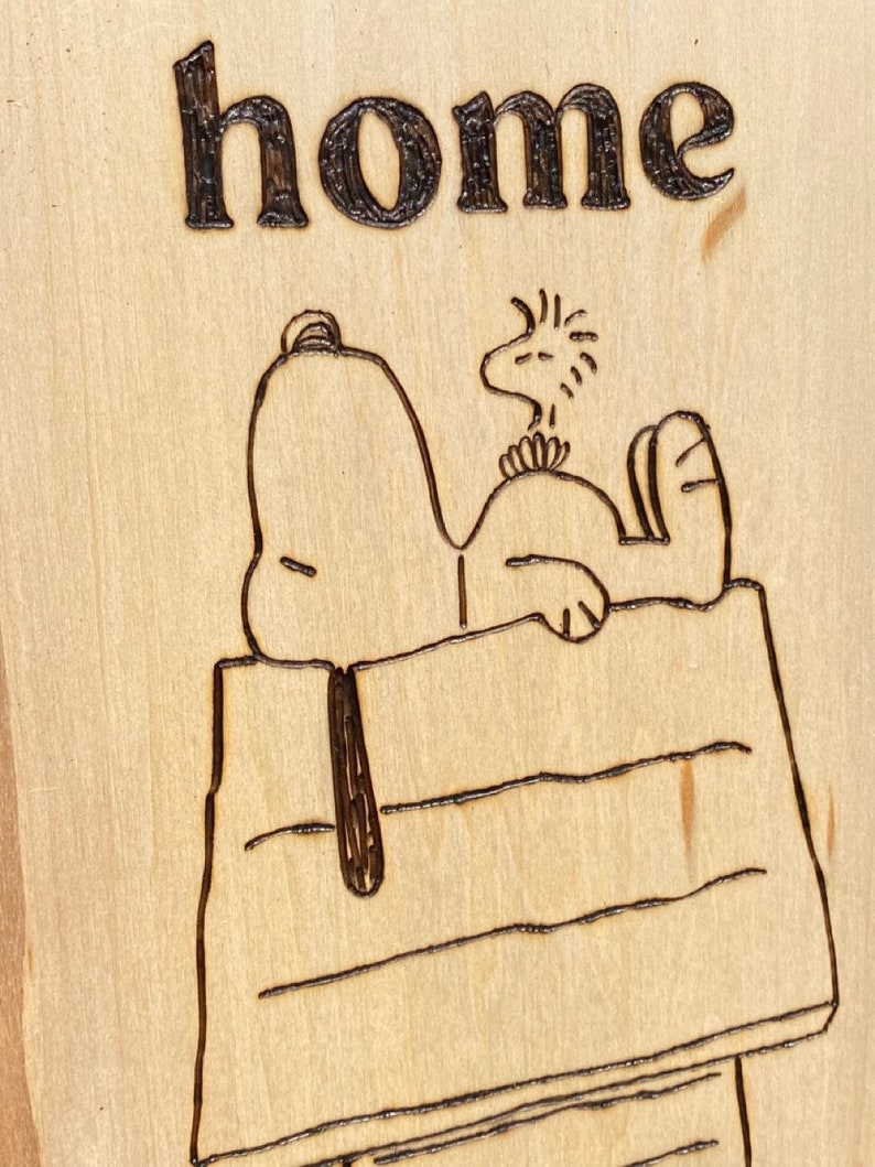 Snoopy Home Sweet Home Woodburned Plaque - Etsy