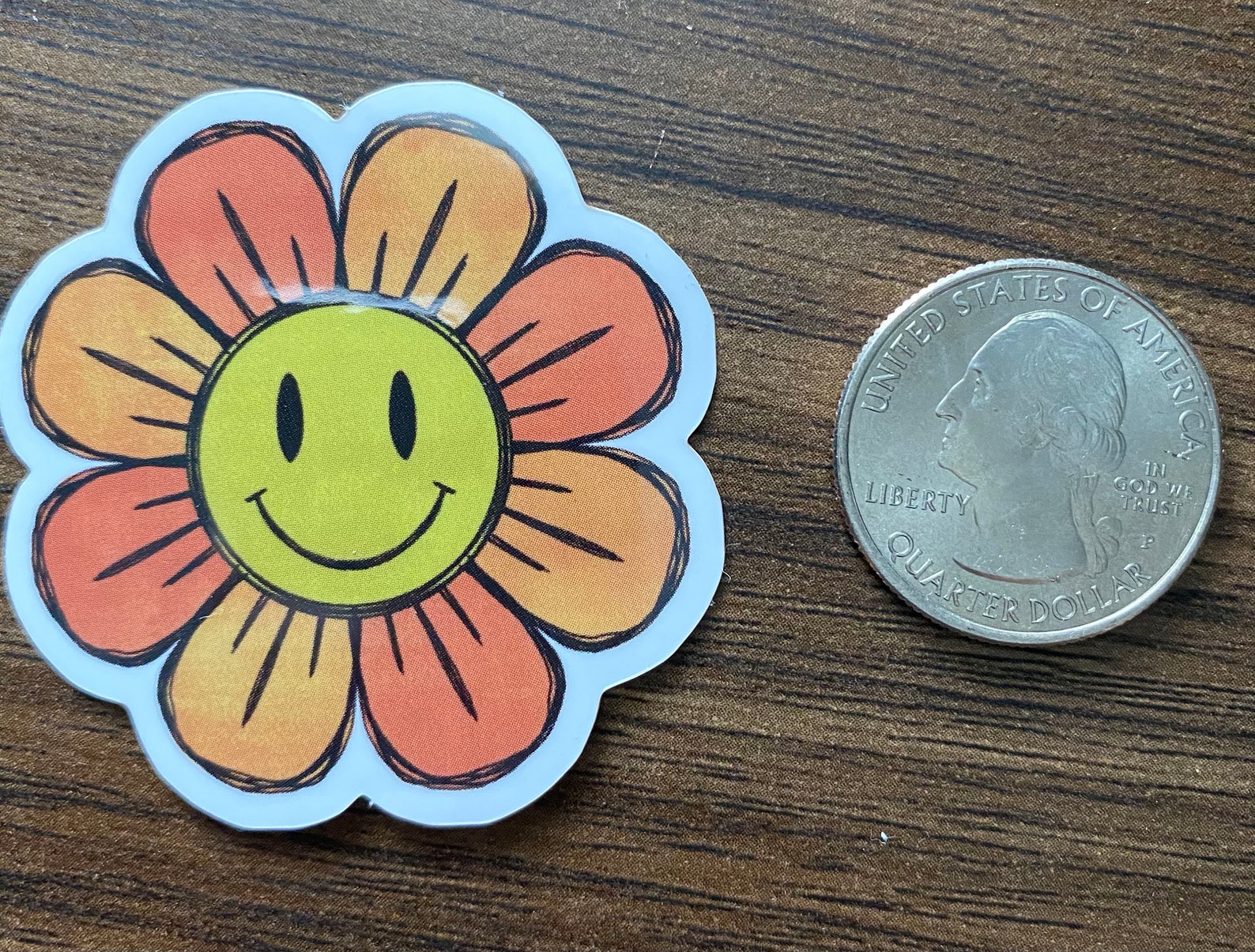 70s Inspired Floral Smiley Face Sticker - Etsy