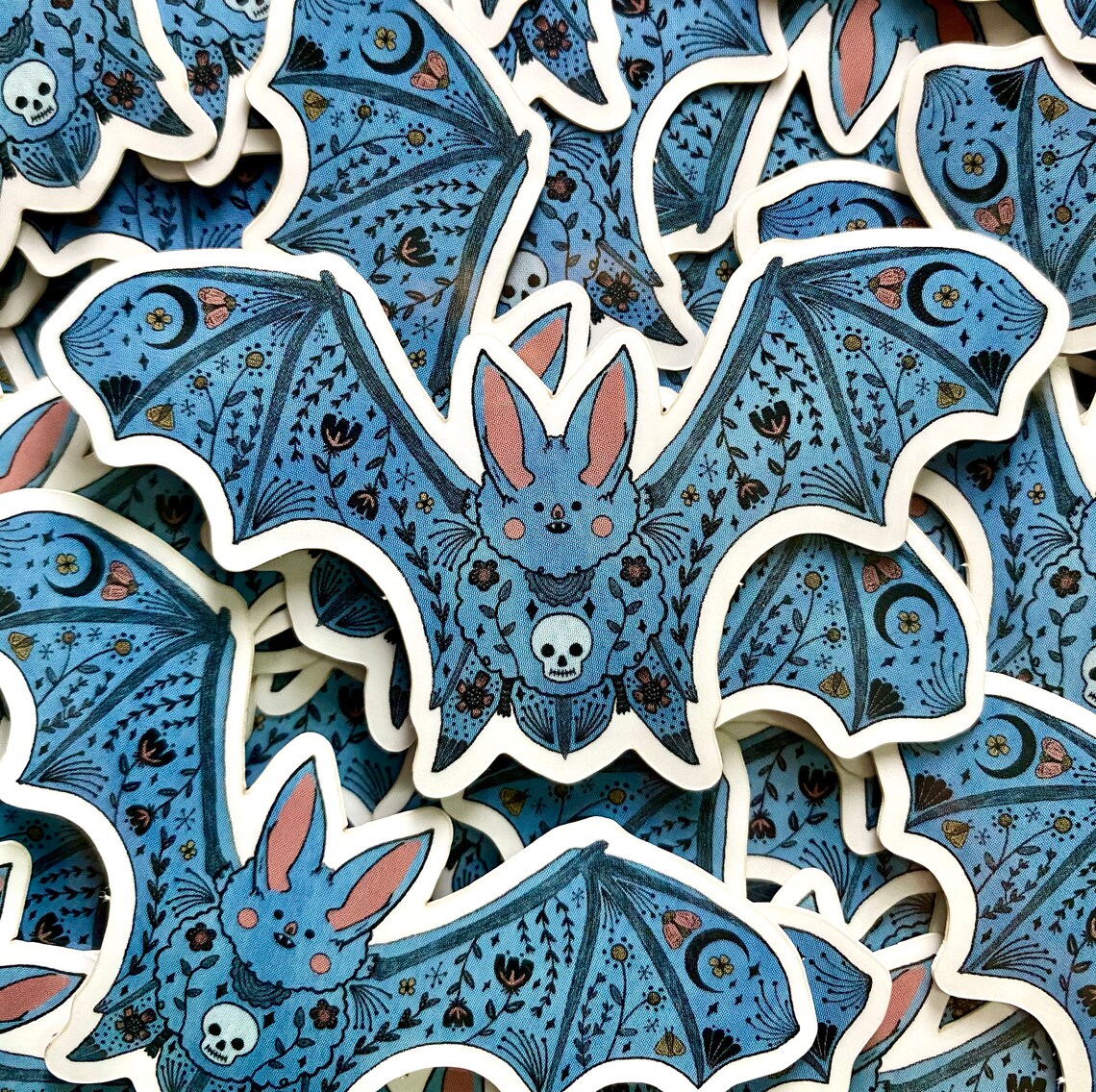 Floral Bat Sticker - Etsy