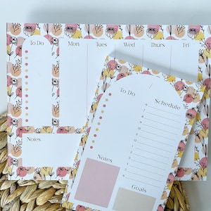 Watercolor Floral Pattern Daily Planner Notepad | Cute Flower List ...