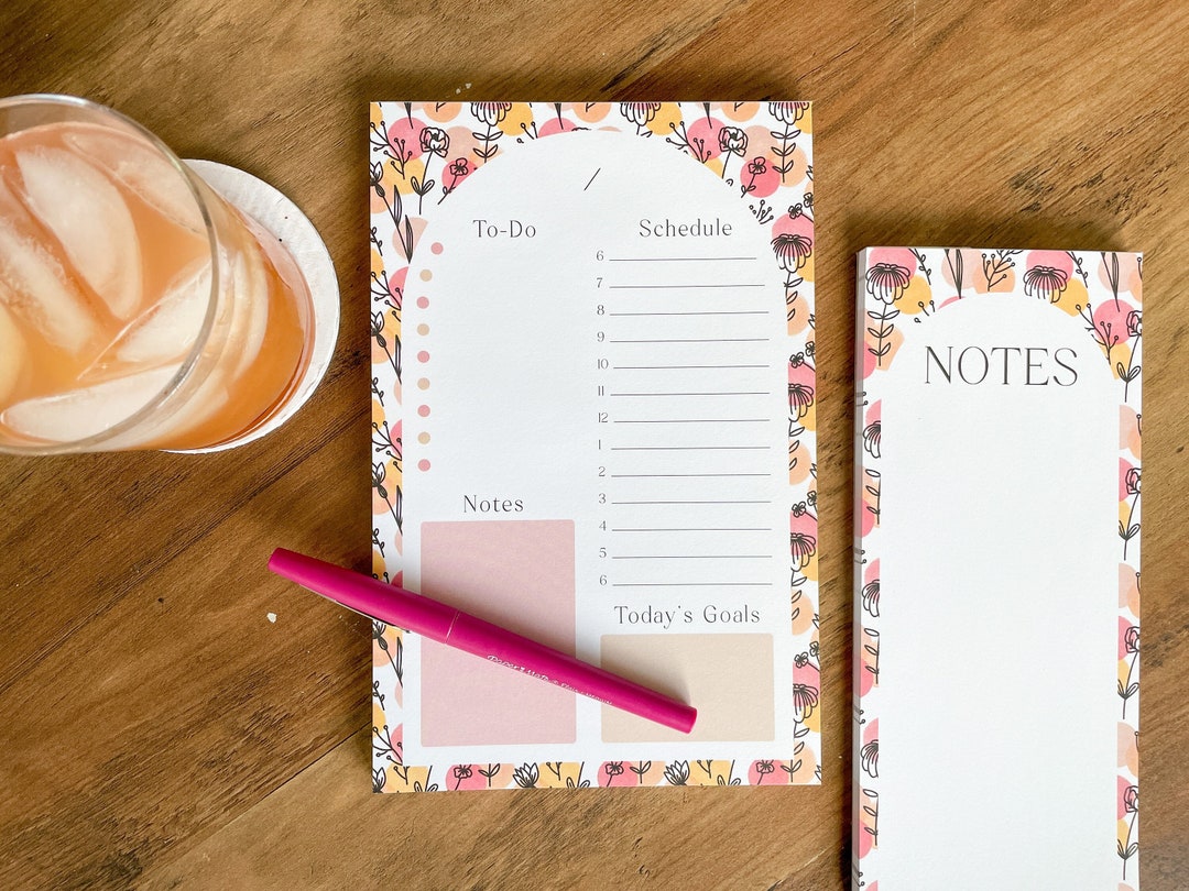 Watercolor Floral Pattern Daily Planner Notepad | Cute Flower List ...