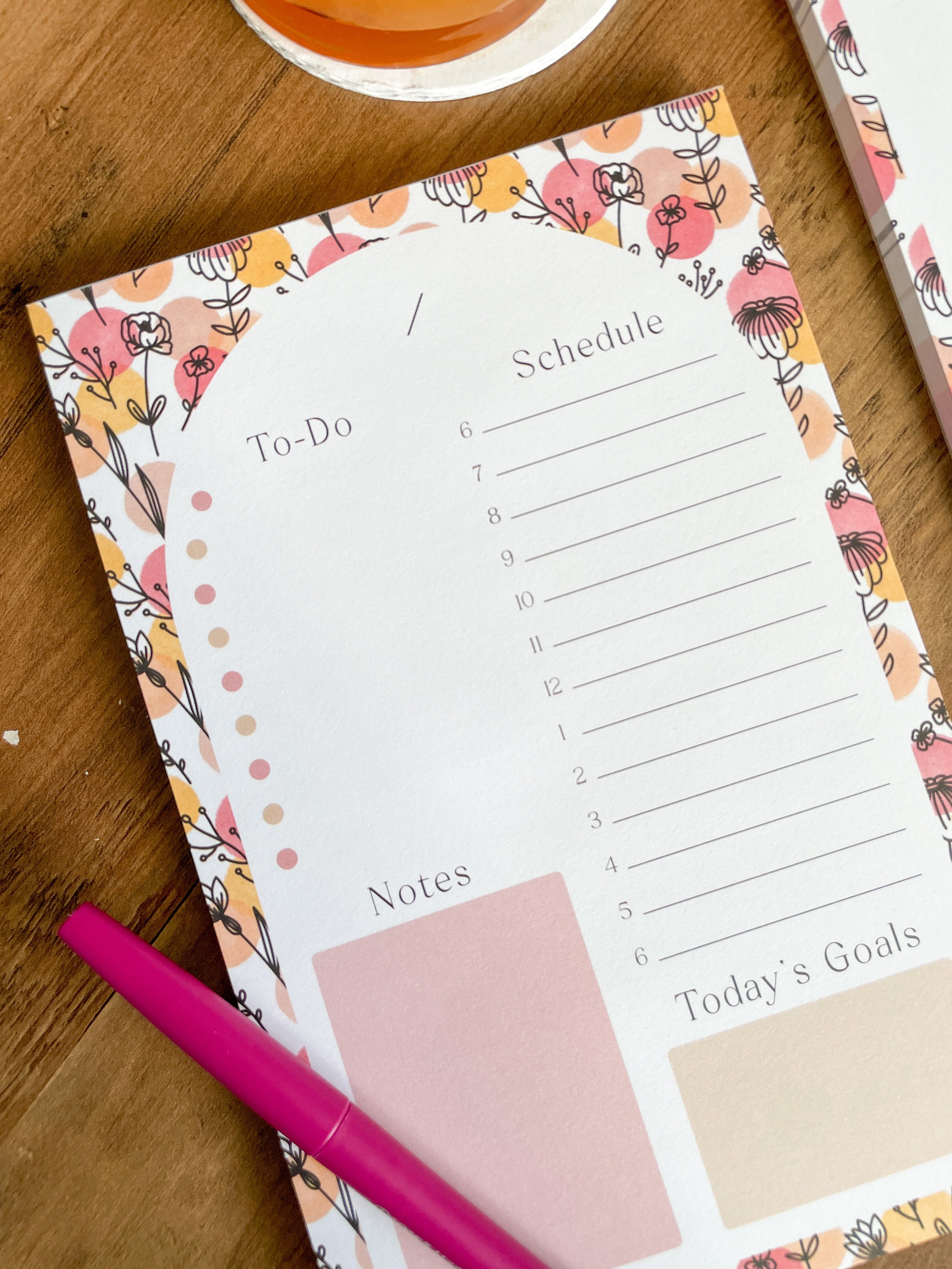 Watercolor Floral Pattern Daily Planner Notepad Cute Flower List ...