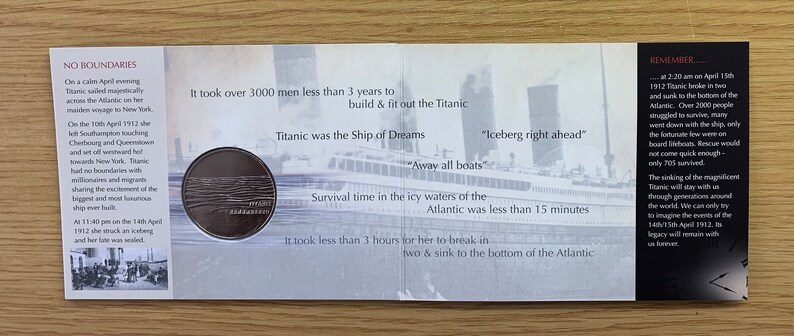 Titanic Remembered Commemorative Medal From the Royal Mint in a Display ...