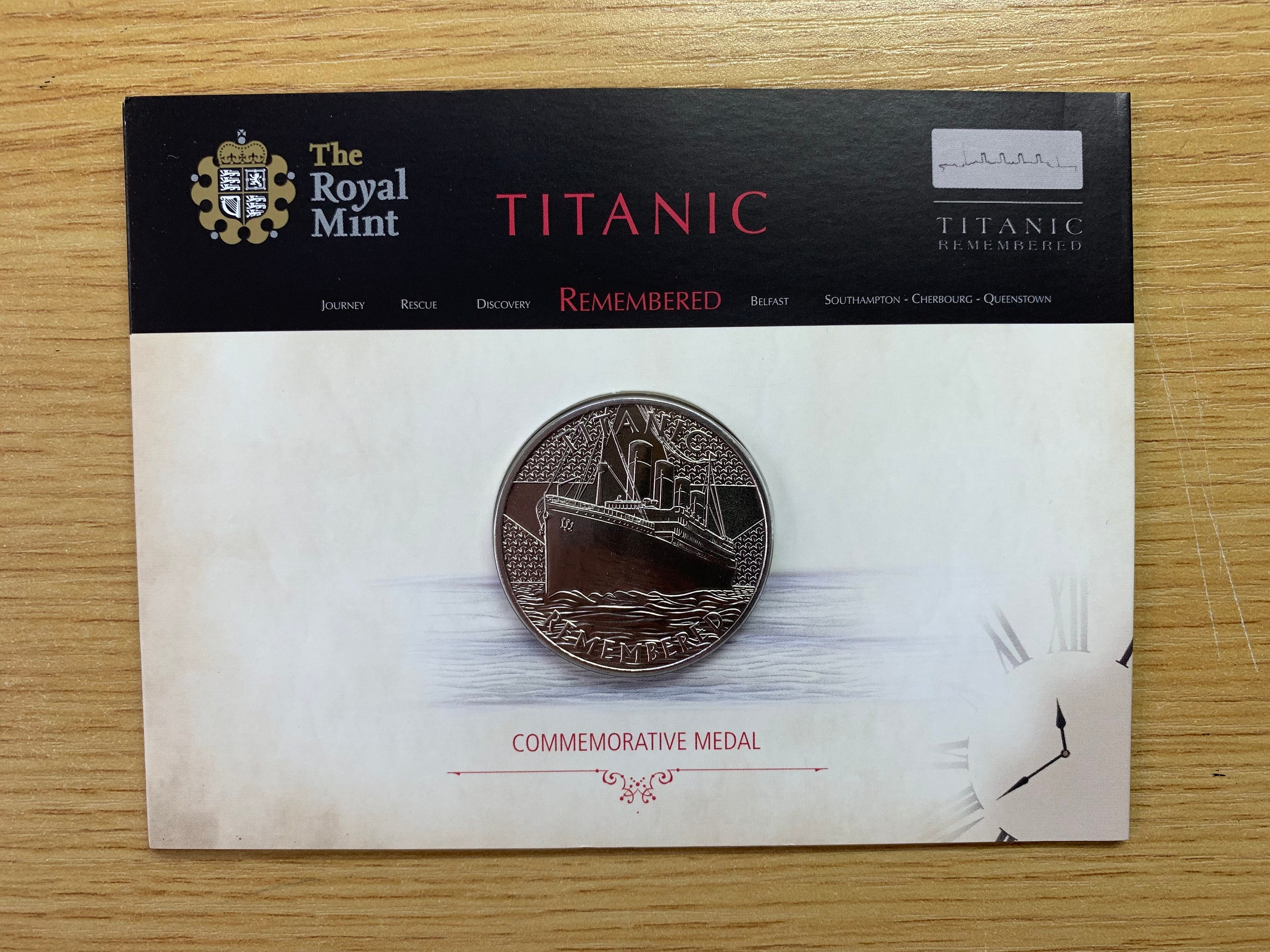 Titanic Remembered Commemorative Medal From the Royal Mint in a Display ...