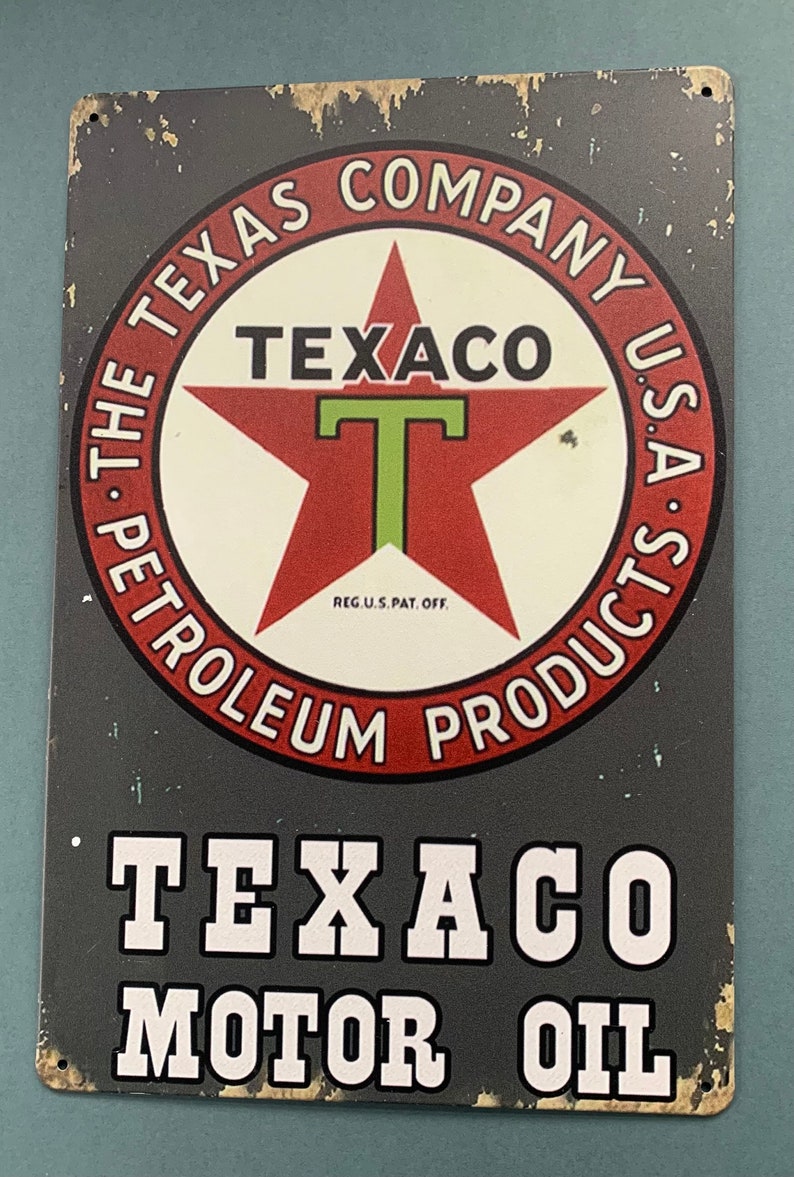 Texaco Oil Distressed Look Reproduction Aluminum Weather Proof Sign ...