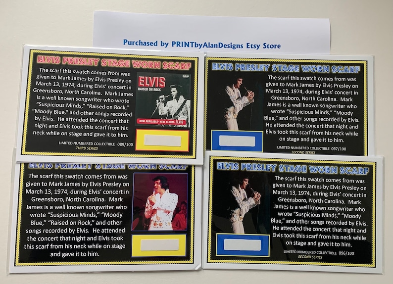 Elvis Presley the King Worn Concert Scarf Piece Montage Memphis Legend ...