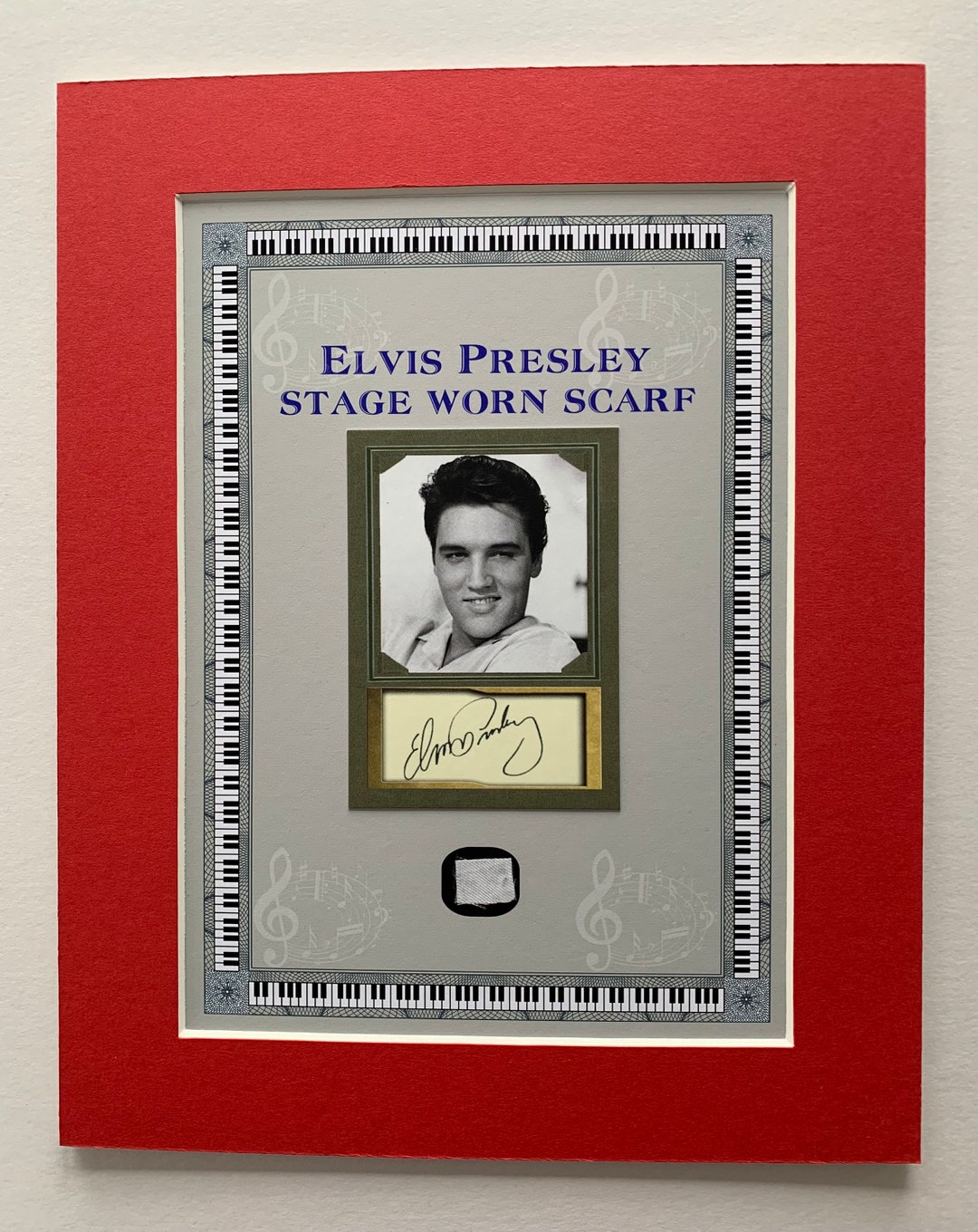 Elvis Presley the King Worn Concert Scarf Piece Montage Memphis Legend ...