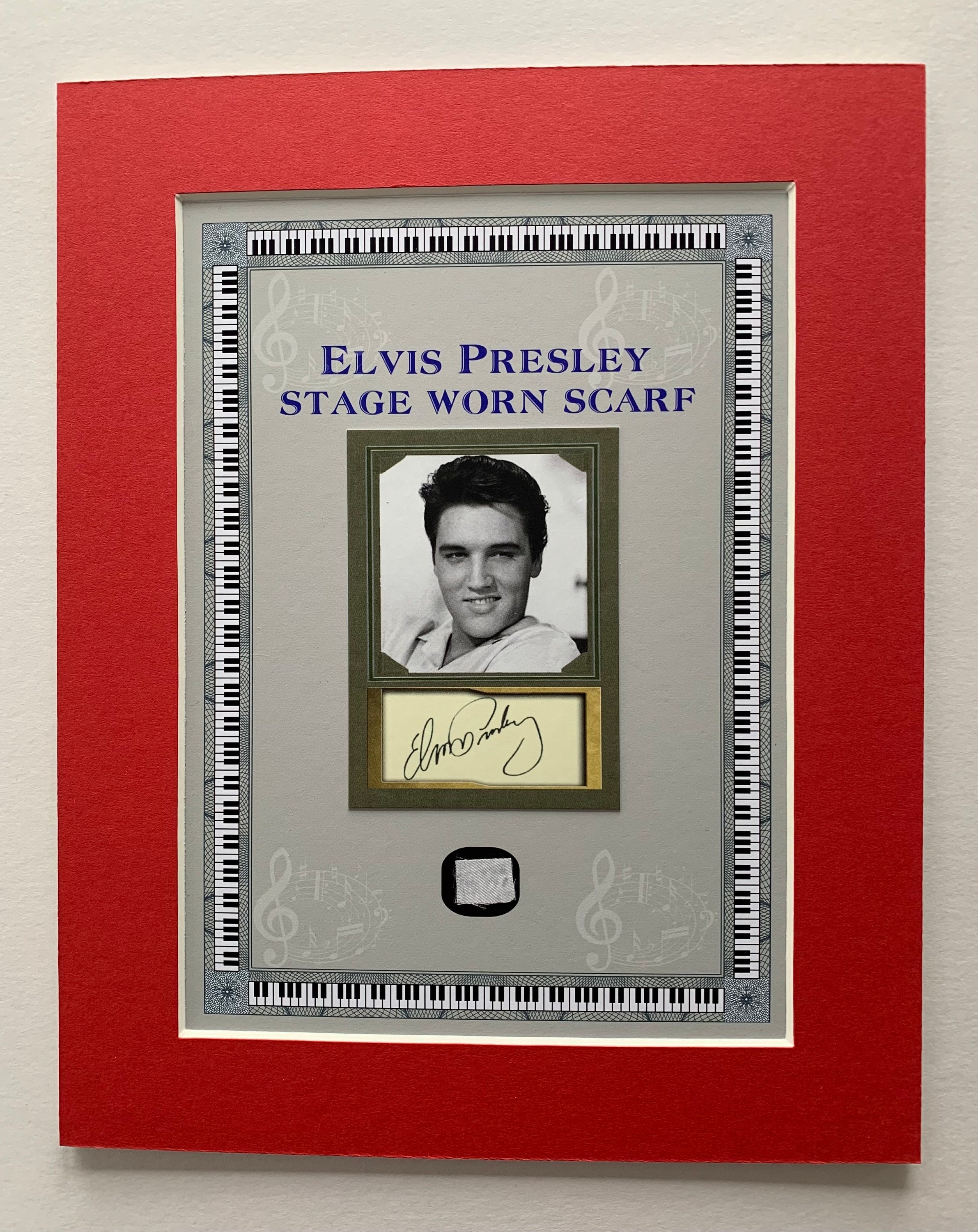 Elvis Presley the King Worn Concert Scarf Piece Montage Memphis Legend ...