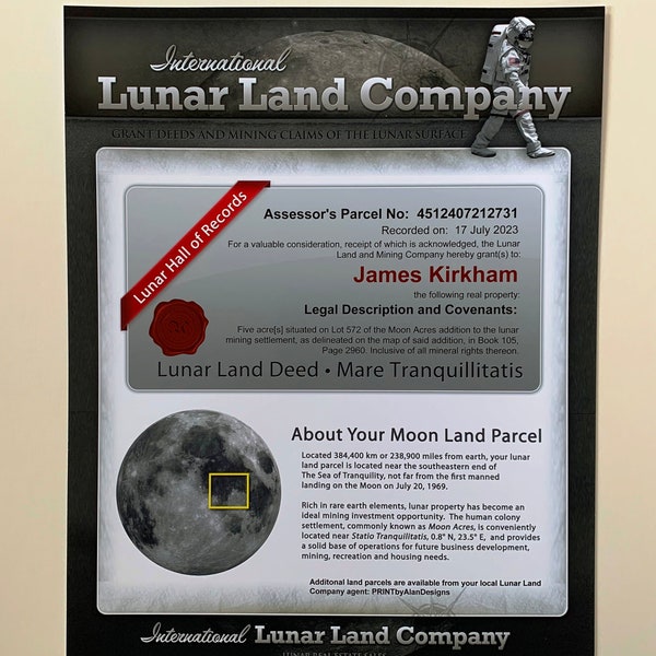 Lunar Land Certificate - Etsy