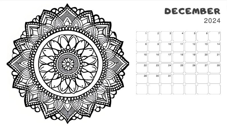 Mandala Calendar 2024. Printable Calendar in Two Sizes: A4 and A3. Pdf ...