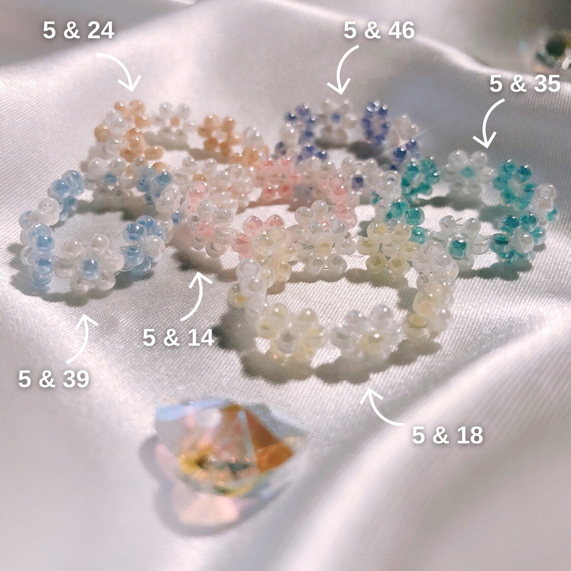 Reverie Rings Daisy Chain Rings Beaded Rings Flower Rings - Etsy