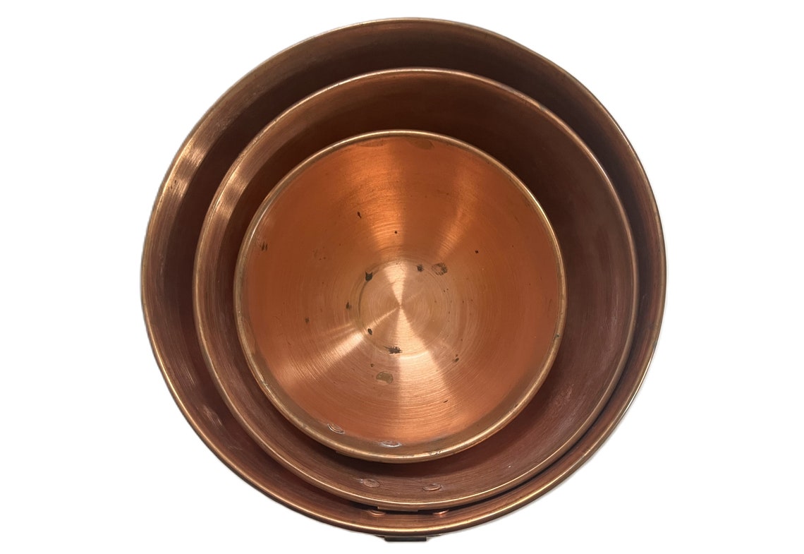 Vintage Copper Nested Mixing Bowls Set of 3 - Etsy