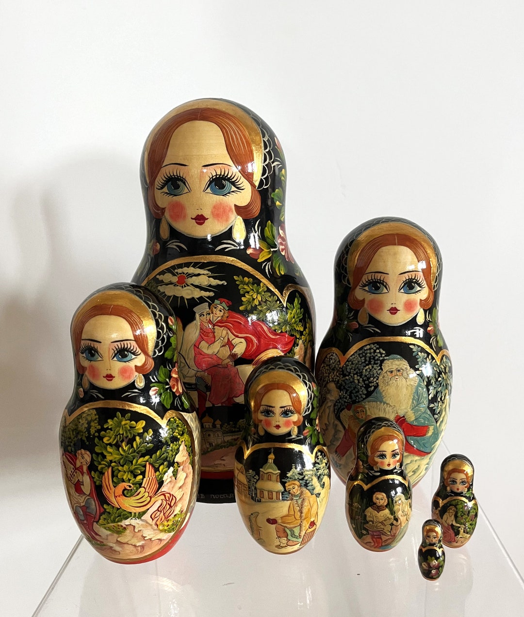 Vintage Artisan Matryoshka Nesting Set With Fairy Tales Signed 7 Pieces - Etsy