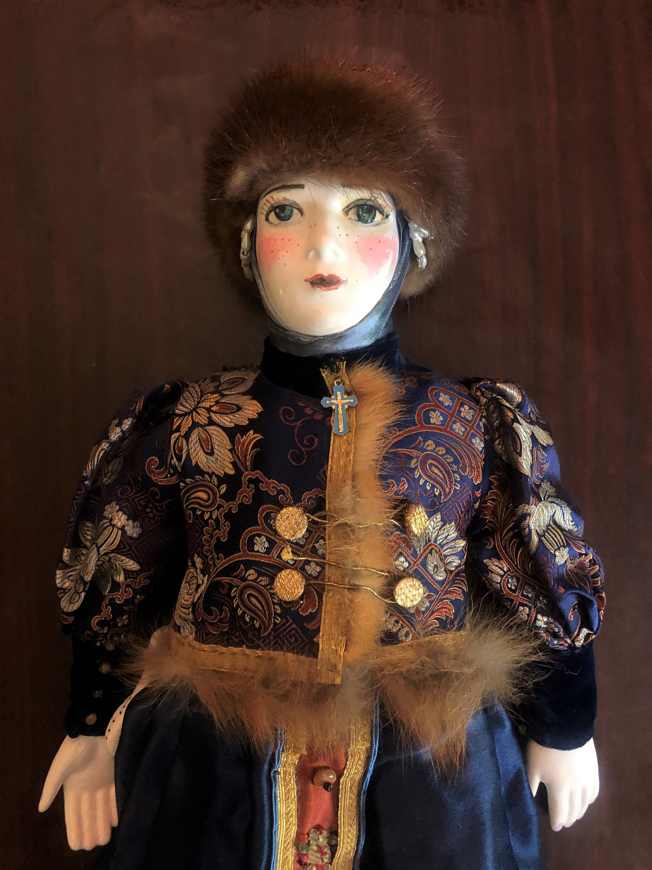 Vintage Russian Porcelain Doll in Winter Costume - Etsy