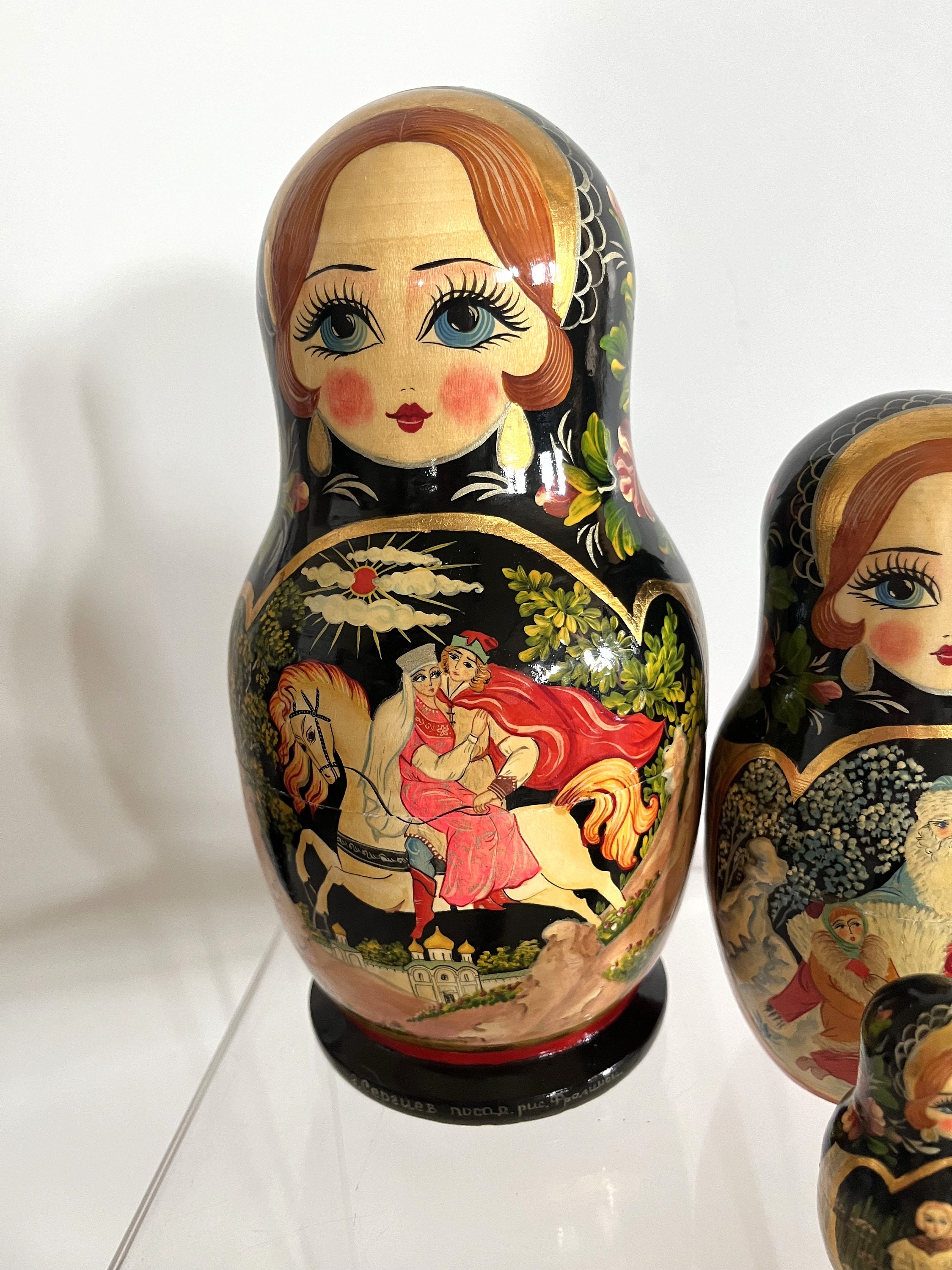 Vintage Artisan Matryoshka Nesting Set With Fairy Tales Signed 7 Pieces - Etsy