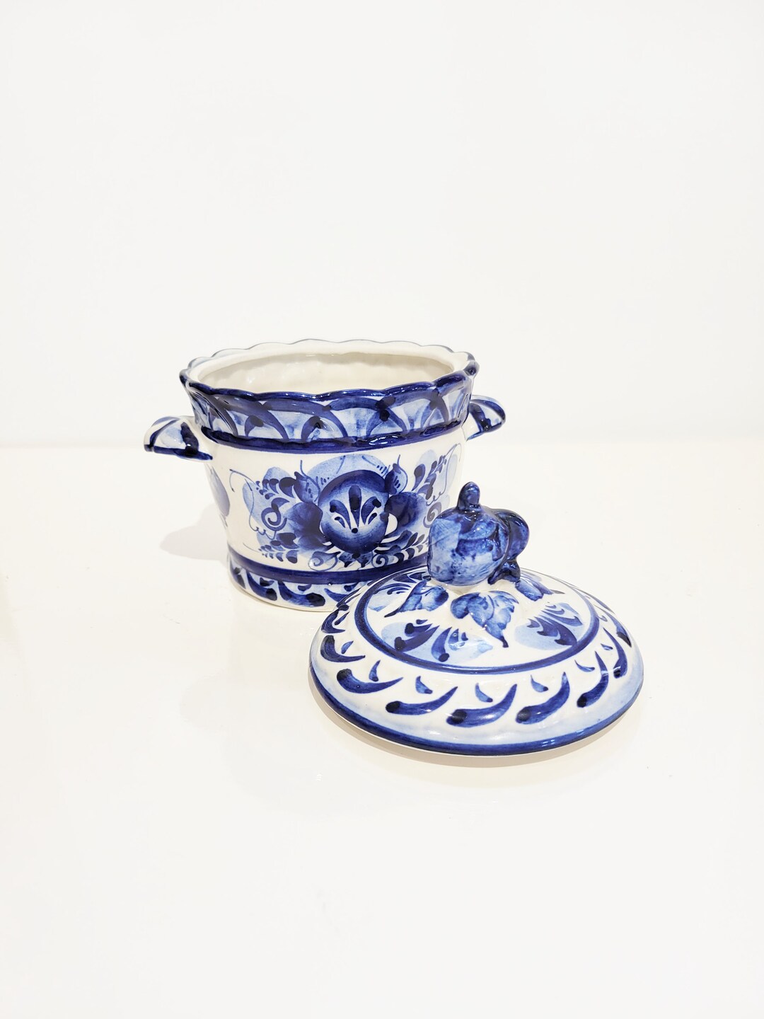 Vintage Gzhel Covered Jar With Handles - Etsy