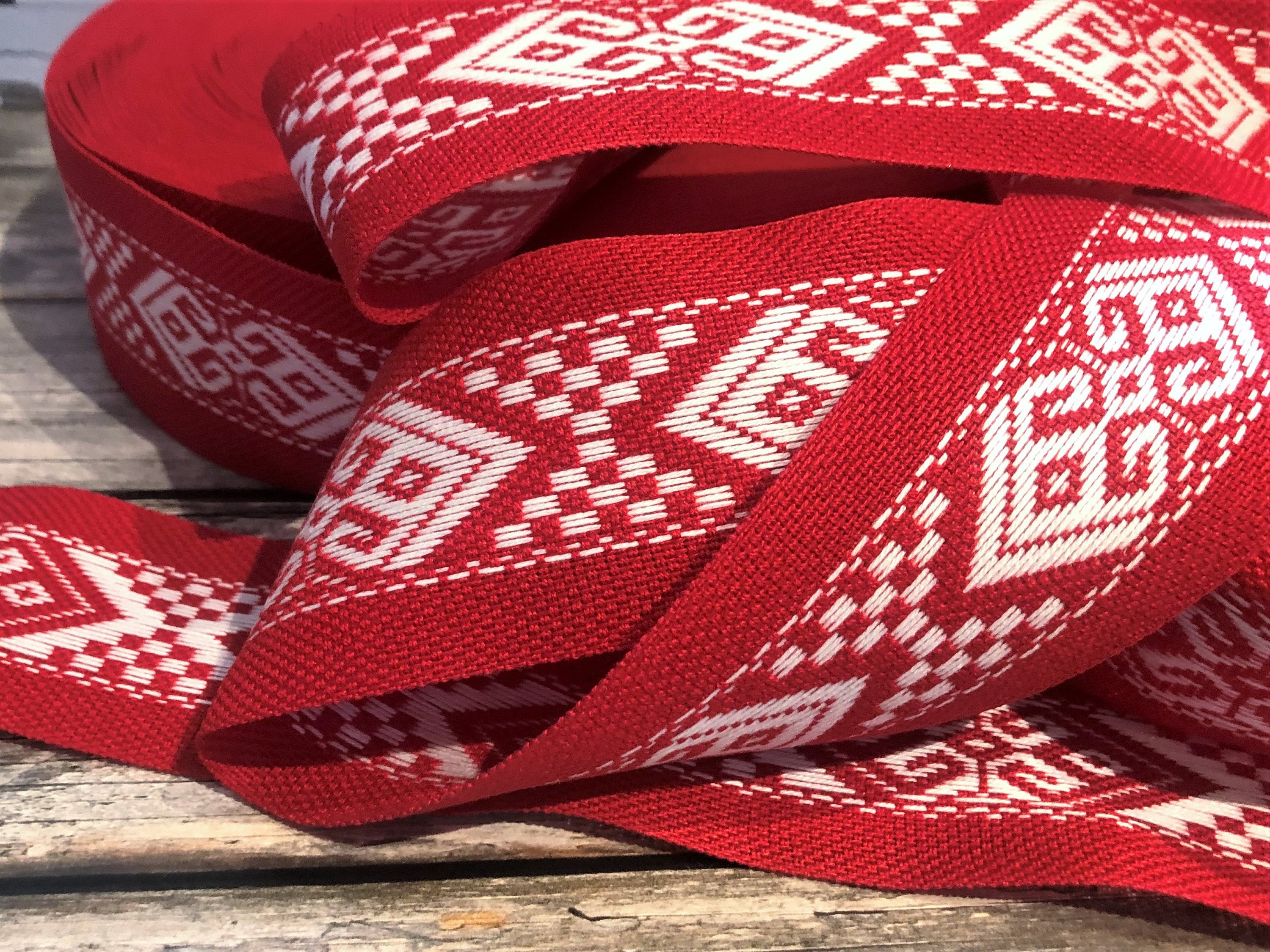Scandinavian or Slavic Folk Art Wide Ribbon Trim Red & White - Etsy