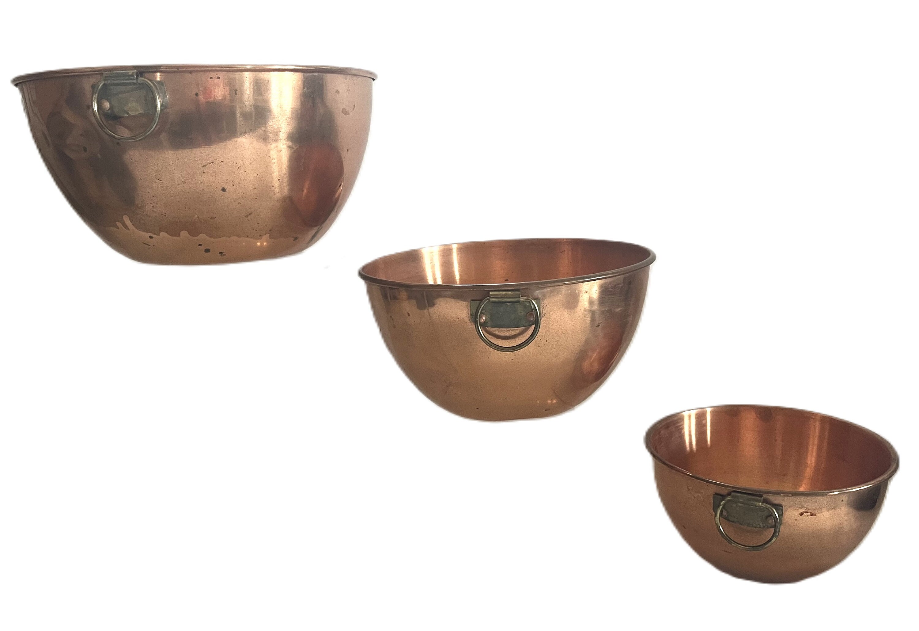 Vintage Copper Nested Mixing Bowls Set of 3 - Etsy