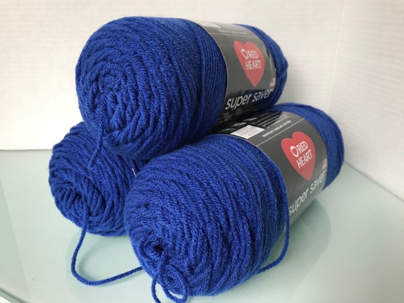 Lot of 3 Red heart Royal Blue skein of yarns Blanket yarn | Etsy