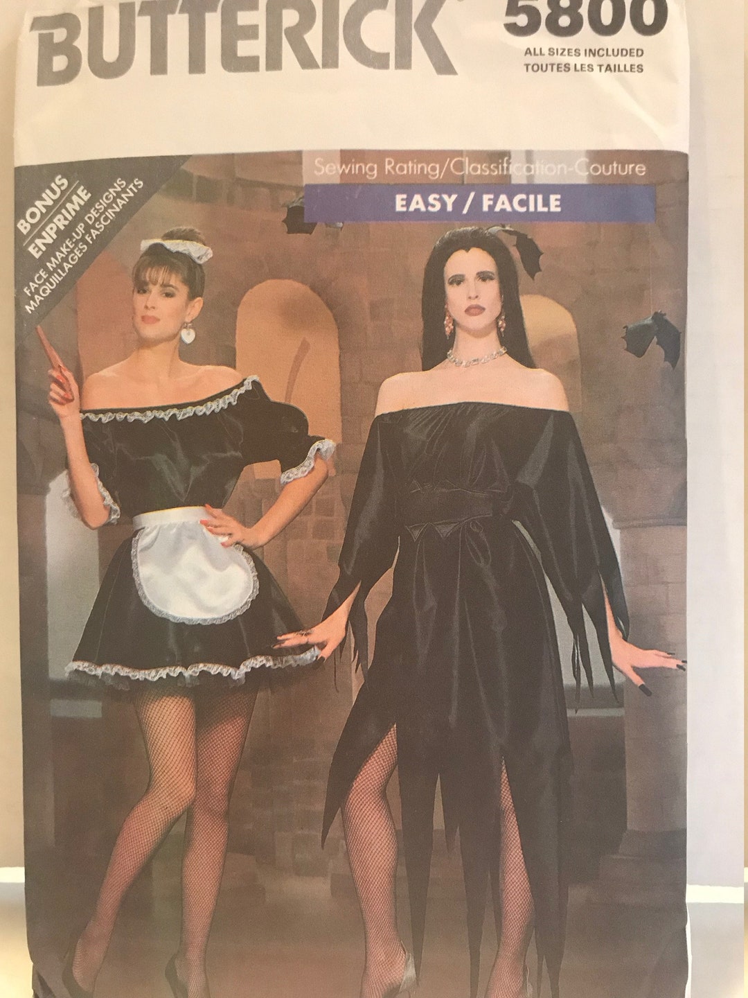 Halloween Maid and Witch Costumes Sewing Pattern for Misses, Costume ...
