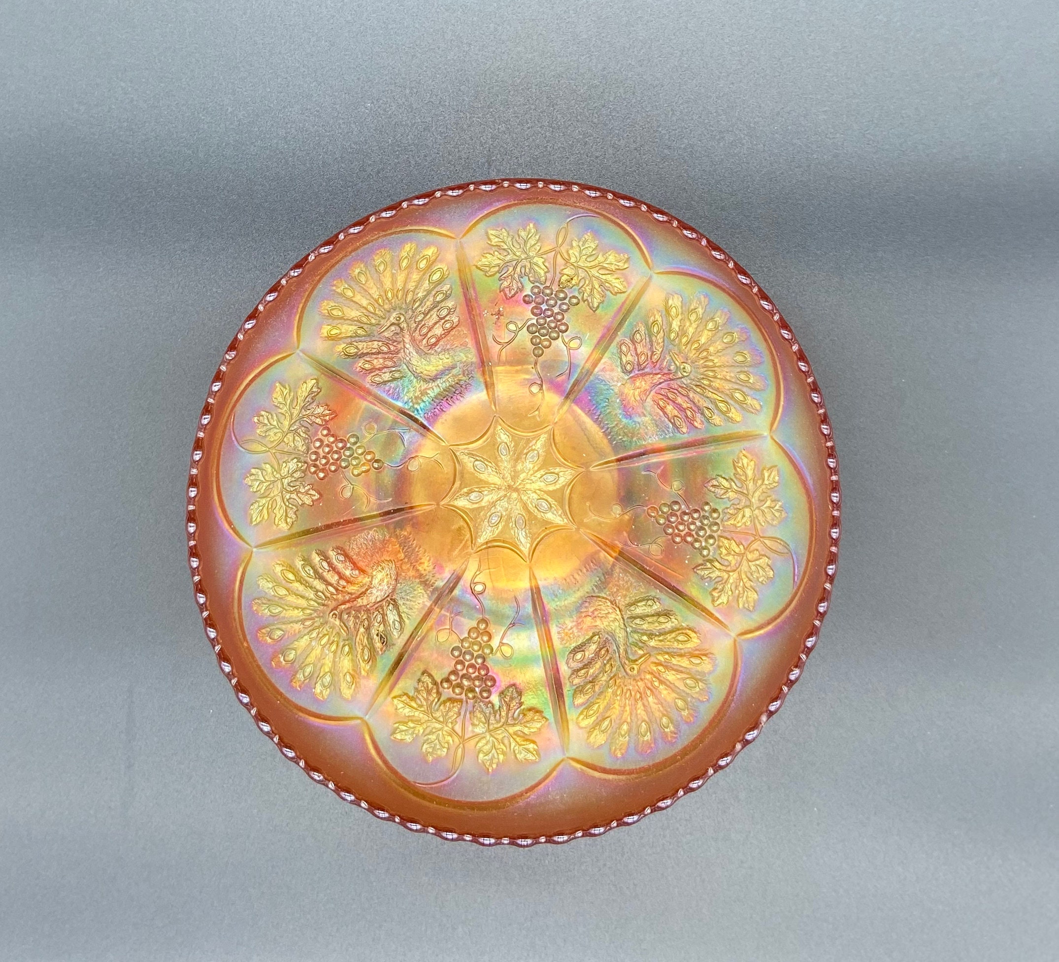 Marigold/orange Carnival Glass Candy Dish - Etsy