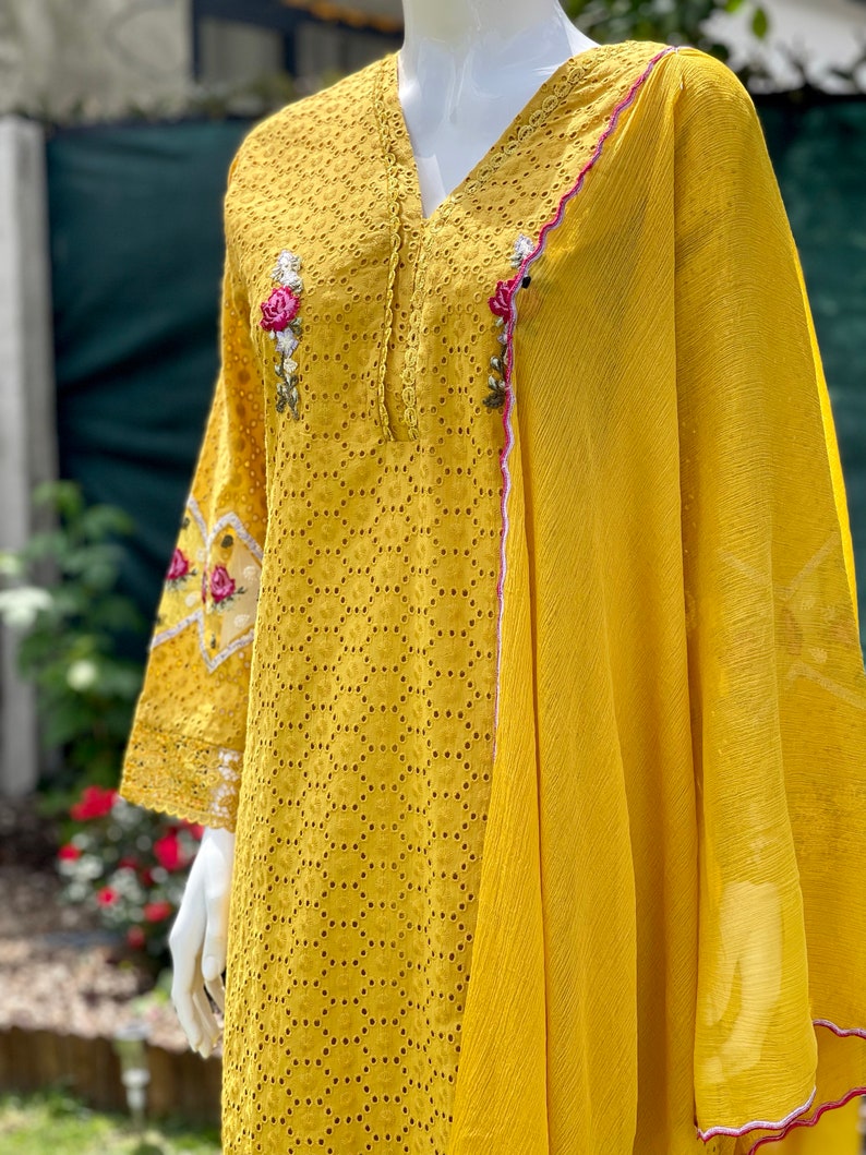 Maria B Mustard Yellow Embroidered Suit - Etsy